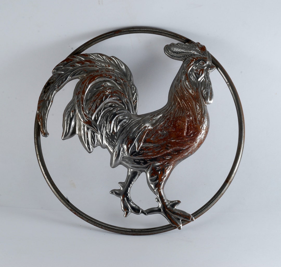 Vintage Rooster Steel Hanging Ring Plaque Needs Painting DIY - Etsy