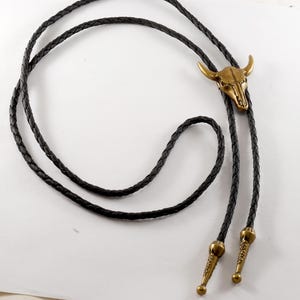 Vintage Western Bull Head Bolo Tie Bronze Tone Retro Cowboy Neck Tie ...