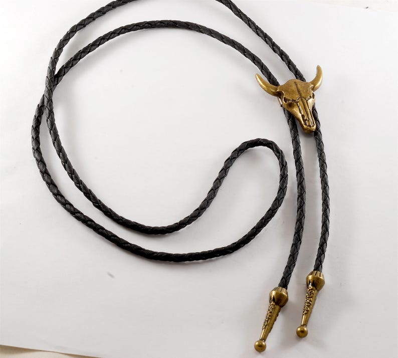 Vintage Western Bull Head Bolo Tie Bronze Tone Retro Cowboy Neck Tie ...