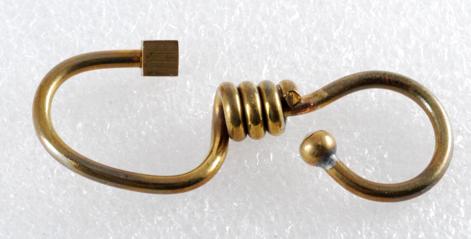 Old Vintage Brass Coat Hanger Wire Key Chain Key FOB Hook New Old Stock ...