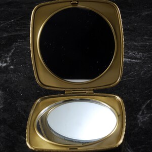 Vintage Double Mirror Square Compact Dull Gold Plated Brass New Old ...