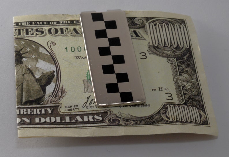 Vintage Money Clip Checkerboard Design Silver Plated Brass Moneyclip ...