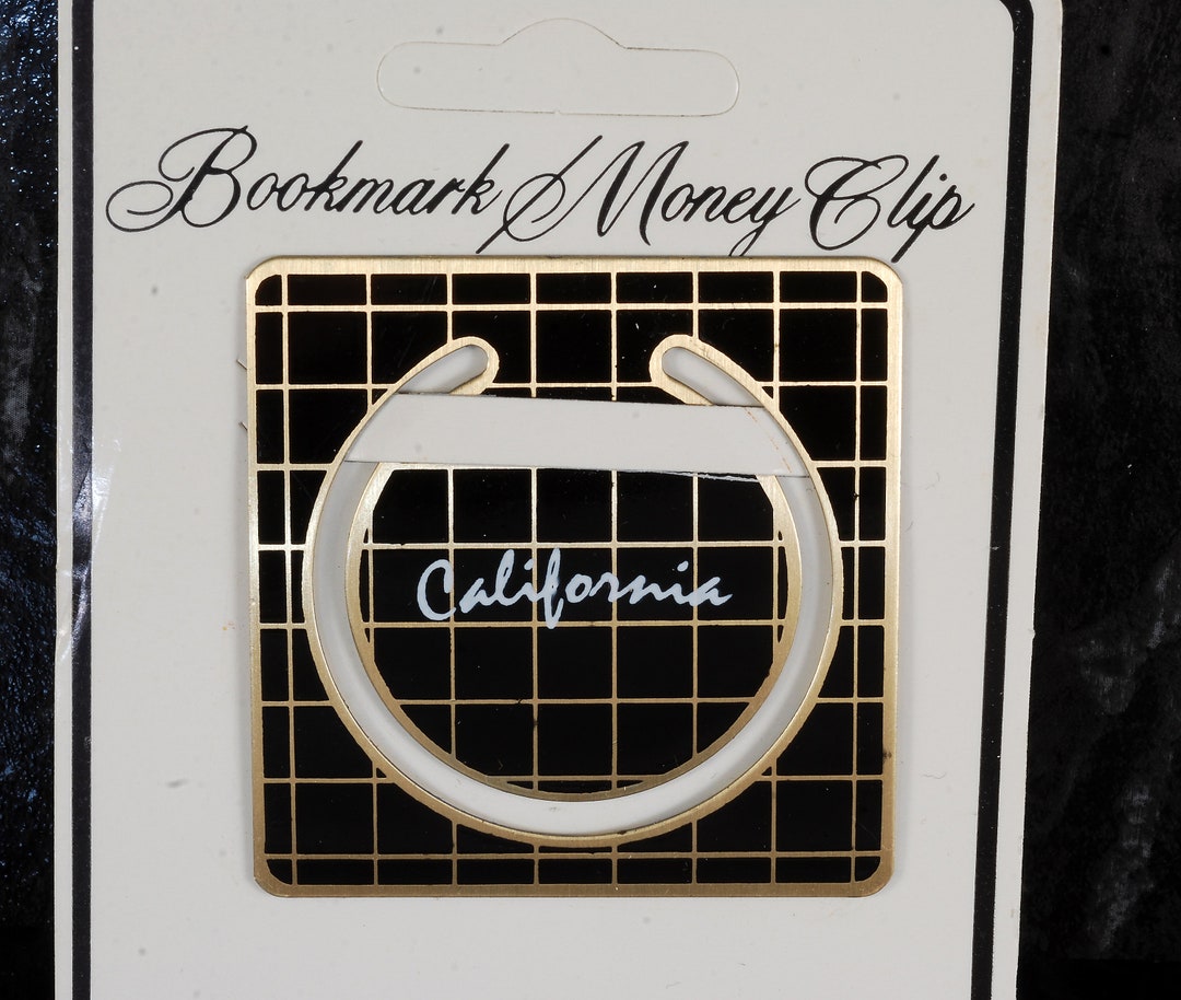 Vintage CALIFORNIA Black Bookmark Money Clip for Pocket or Purse Made ...