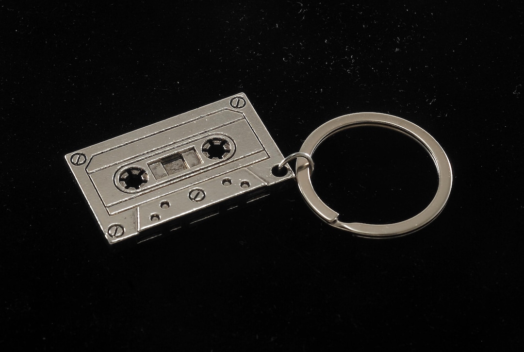 Cassette Key Ring Retro 1980's Silver Plated Men's or Women's Old Scool ...