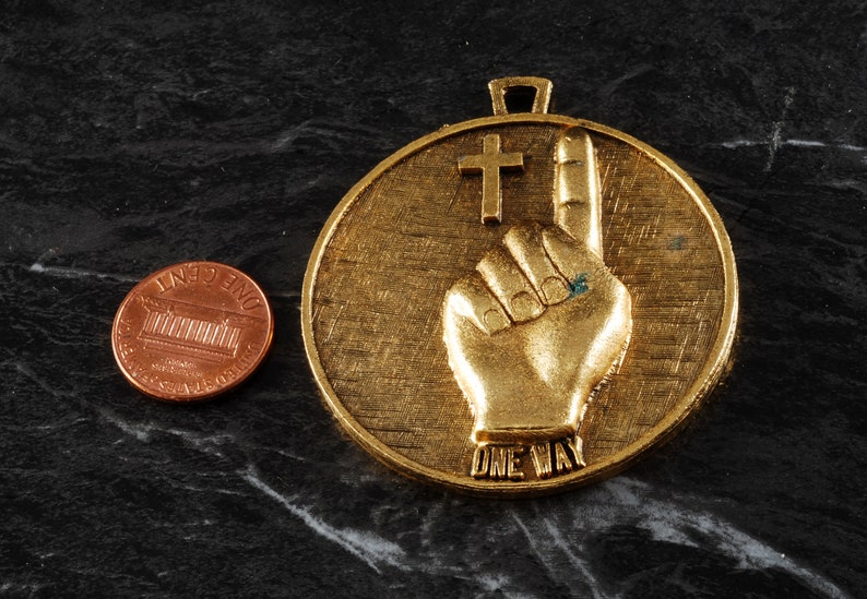 One Way up Finger Pointing up Brass Pendant 1960's Vintage - Etsy