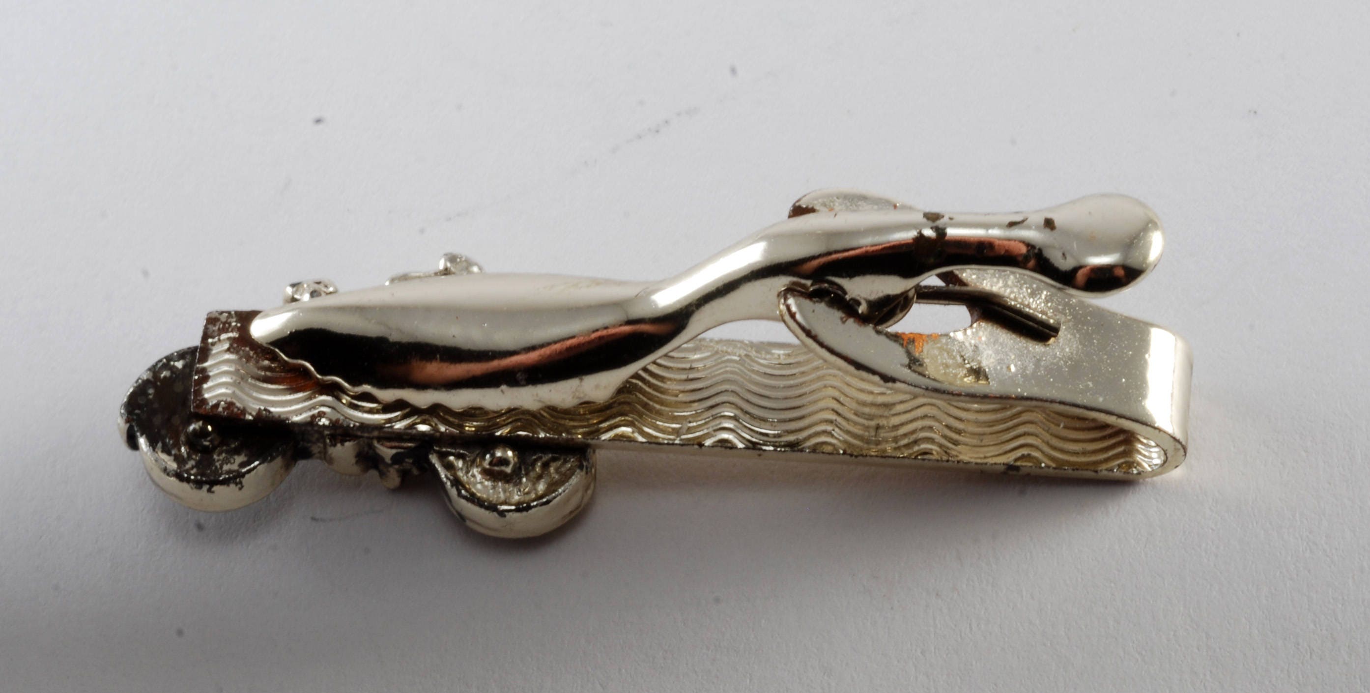 Vintage Men's Silver Tone Metal Old Fashion Bicycle Bike Tie Clip Tie ...