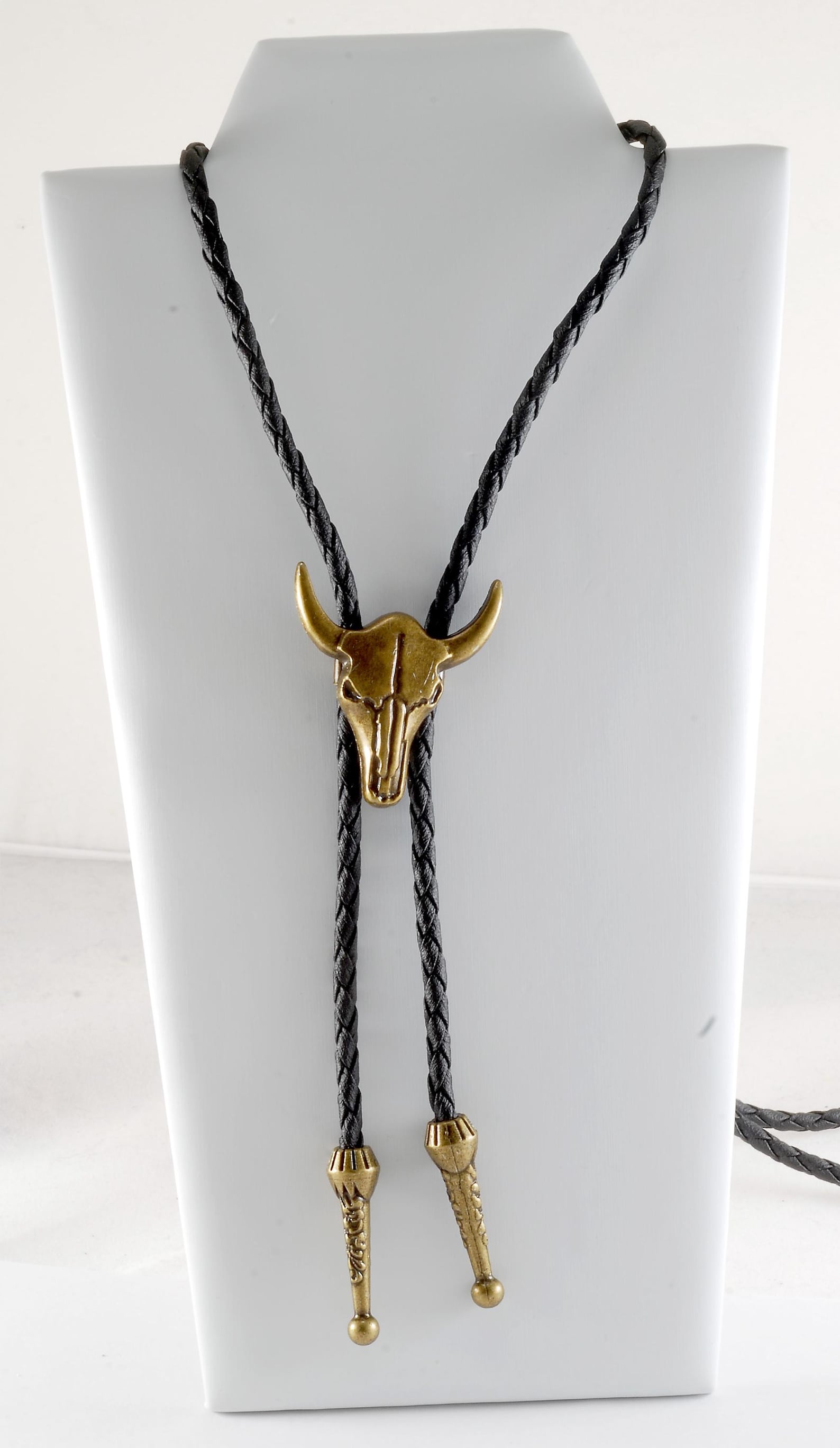 Vintage Western Bull Head Bolo Tie Bronze Tone Retro Cowboy Neck Tie ...