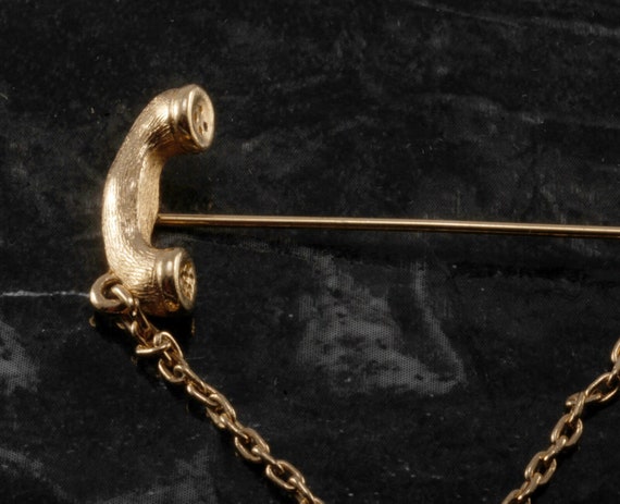 Vintage Avon Gold Plated Brass TELEPHONE Stick Pin Si… - Gem