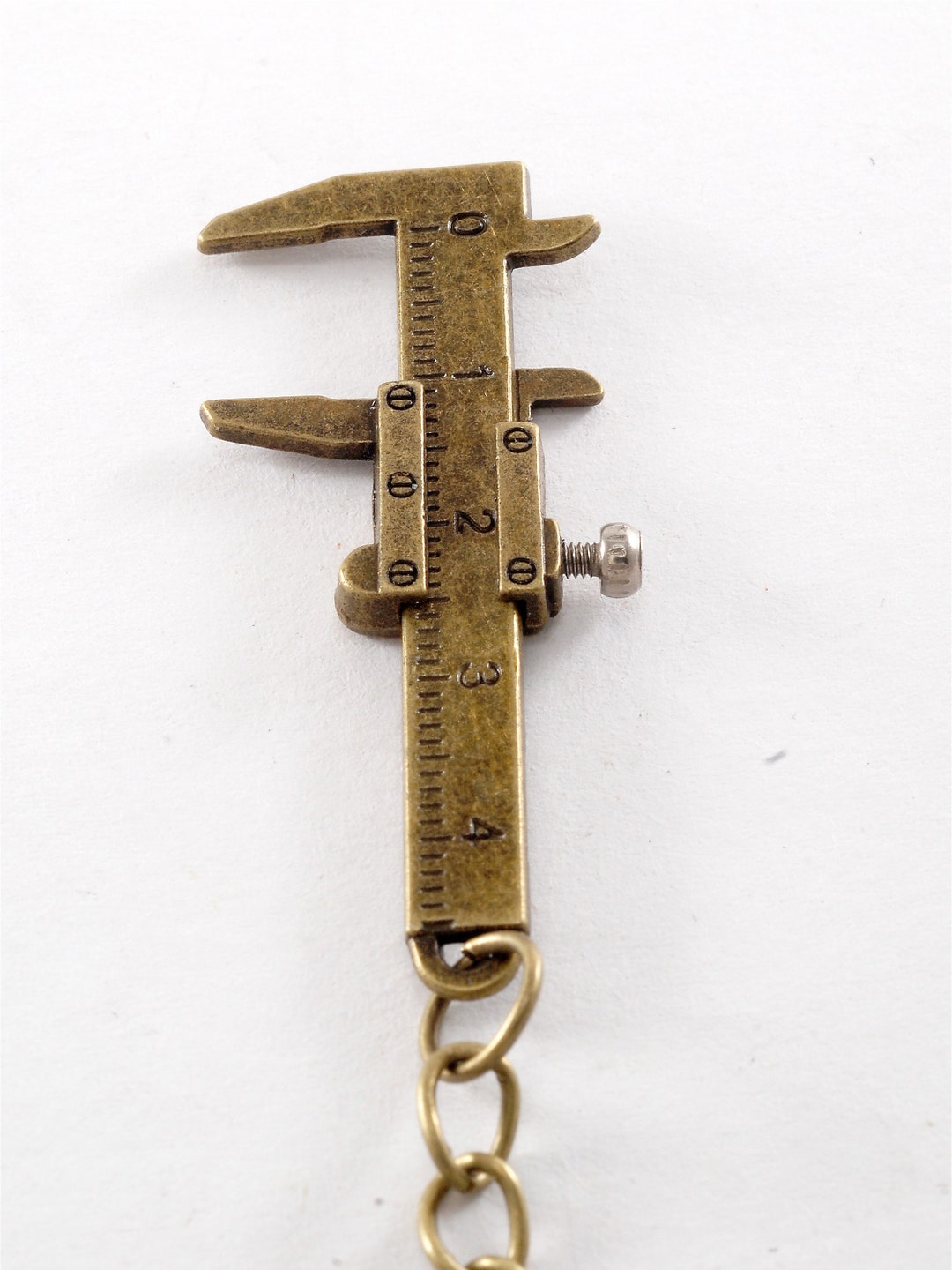 Vintage Key Chain Micrometer Caliper Bronze Plated Brass Machinist Tool ...