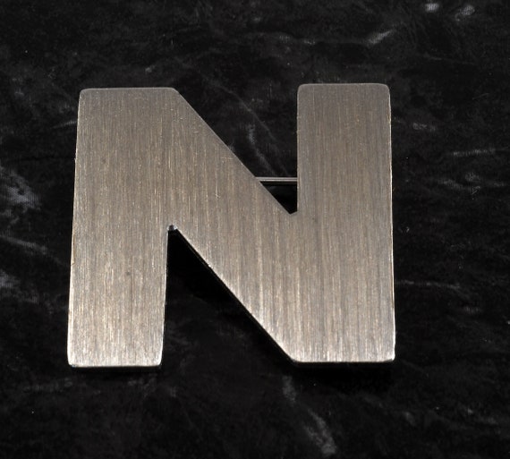 Vintage Letter N Stainless Steel Pin 1970's Industri… - Gem