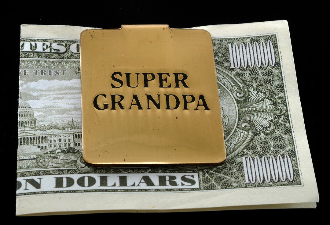 Vintage "super Grandpa" Money Clip Made by RUSS in Taiwan Gold Plated ...