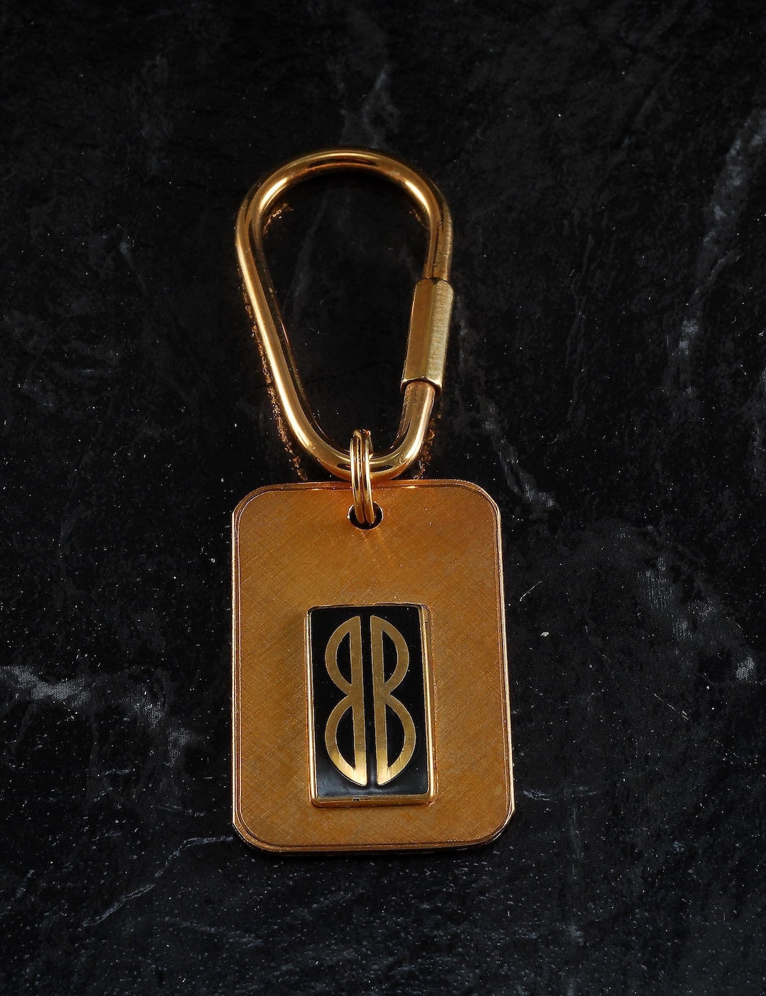 Vintage Key Chain Hayward Gold Plated Brass & Black Enamel Keychain ...