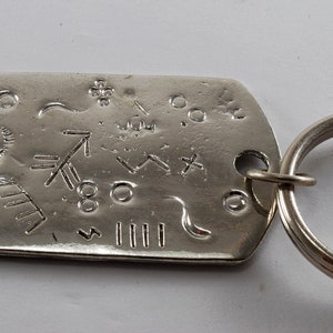 Vintage SYMBOLS Hieroglyphics Design Key Chain Silver Plated Brass ...