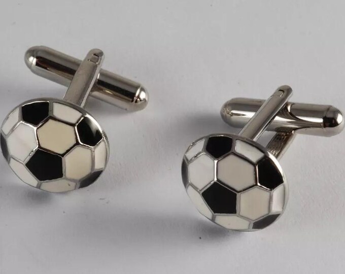 Soccer Ball Cuff Links Silver Plated Brass and Enamel Cufflinks NOS - Etsy
