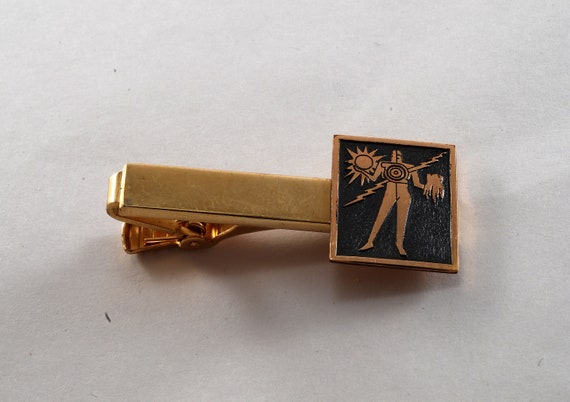 Vintage Anson Tie Clip Lightning Bolt Man Fireball T… - Gem