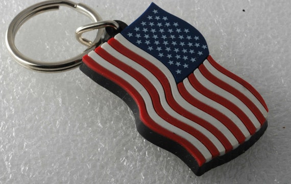 American FLAG Key Chain Rubber Flag Key Ring Patriotic FOB New | Etsy