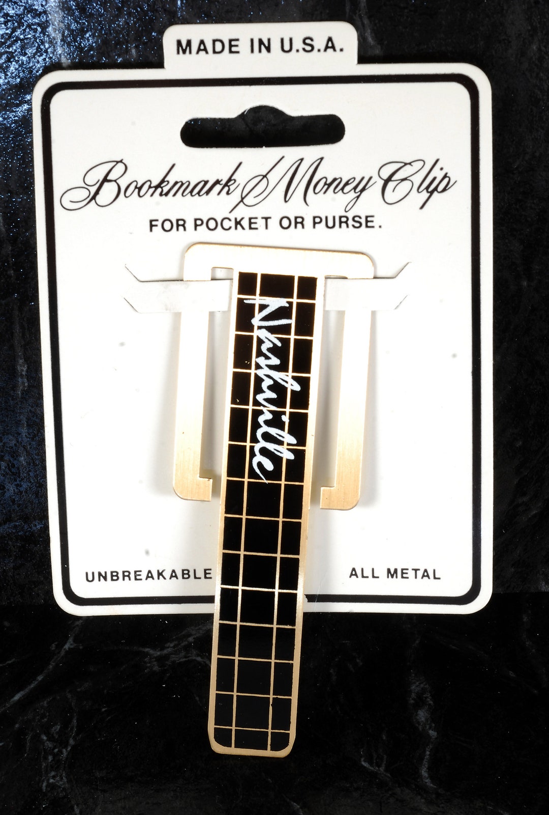 Vintage NASHVILLE Black Bookmark Money Clip for Pocket or Purse Made in ...