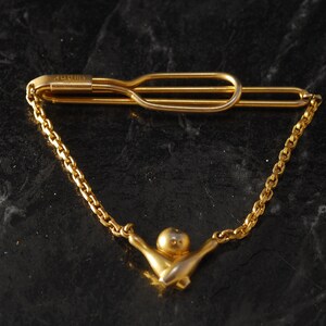 Vintage Swank Tie Clip W Chain & Duck Pin and Bowling Ball Gold Plated ...