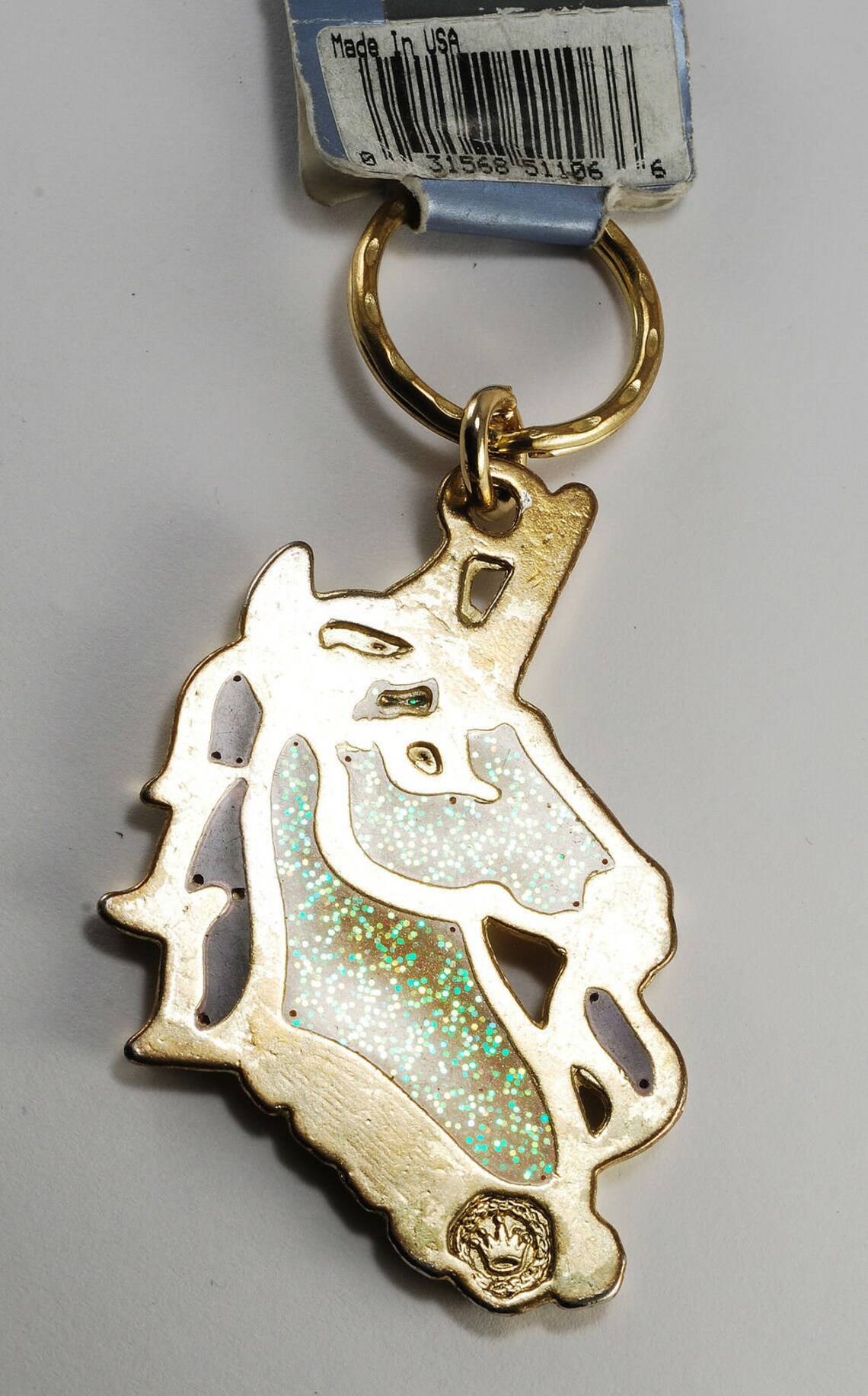 UNICORN Key Chain Yellow & Black Inlay and Gold Plated Brass | Etsy