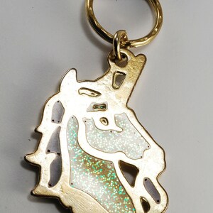 UNICORN Key Chain Yellow & Black Inlay and Gold Plated Brass Keychain ...