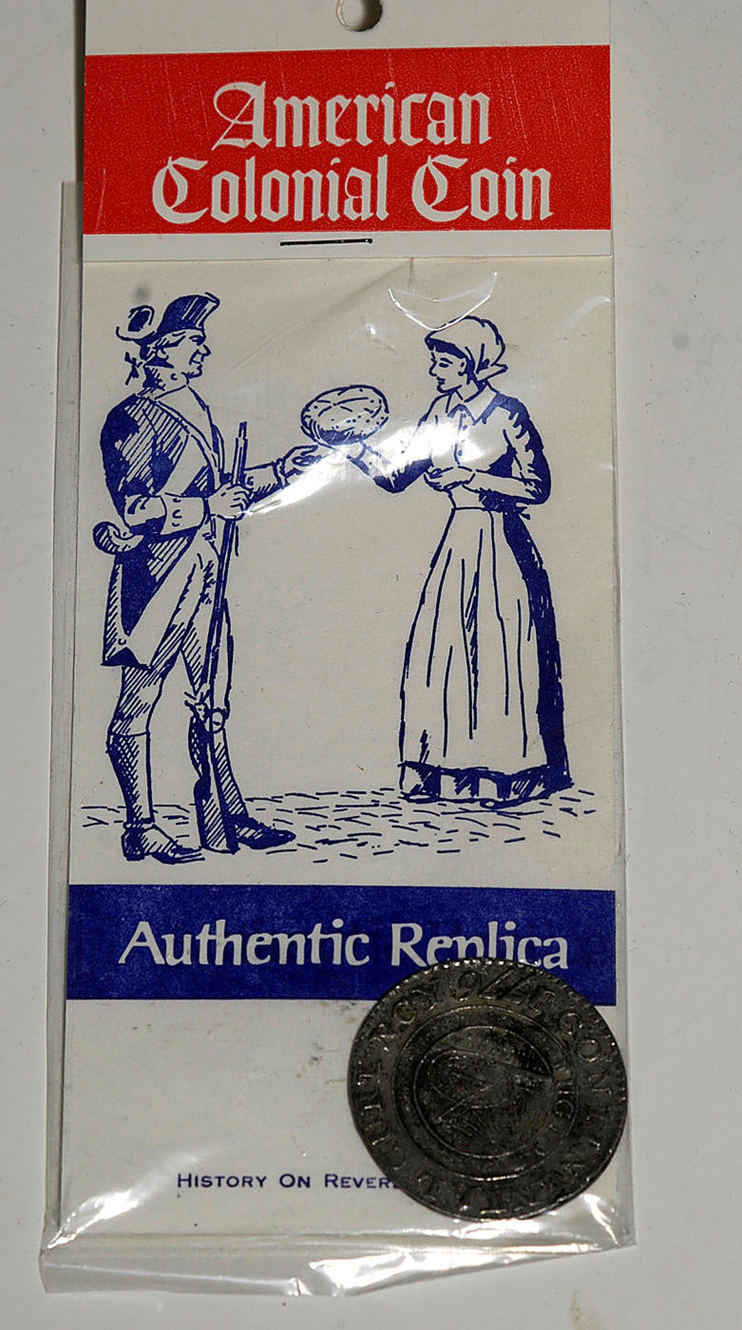 Vintage American Colonial Coin Authentic Replica New Old Stock on Card ...