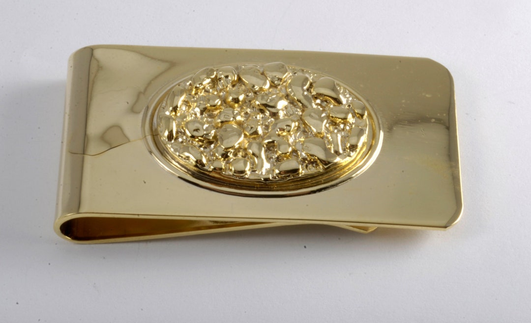 Vintage Gold Plated Brass Oval "nugget" Money Clip Men's Jewelry New ...