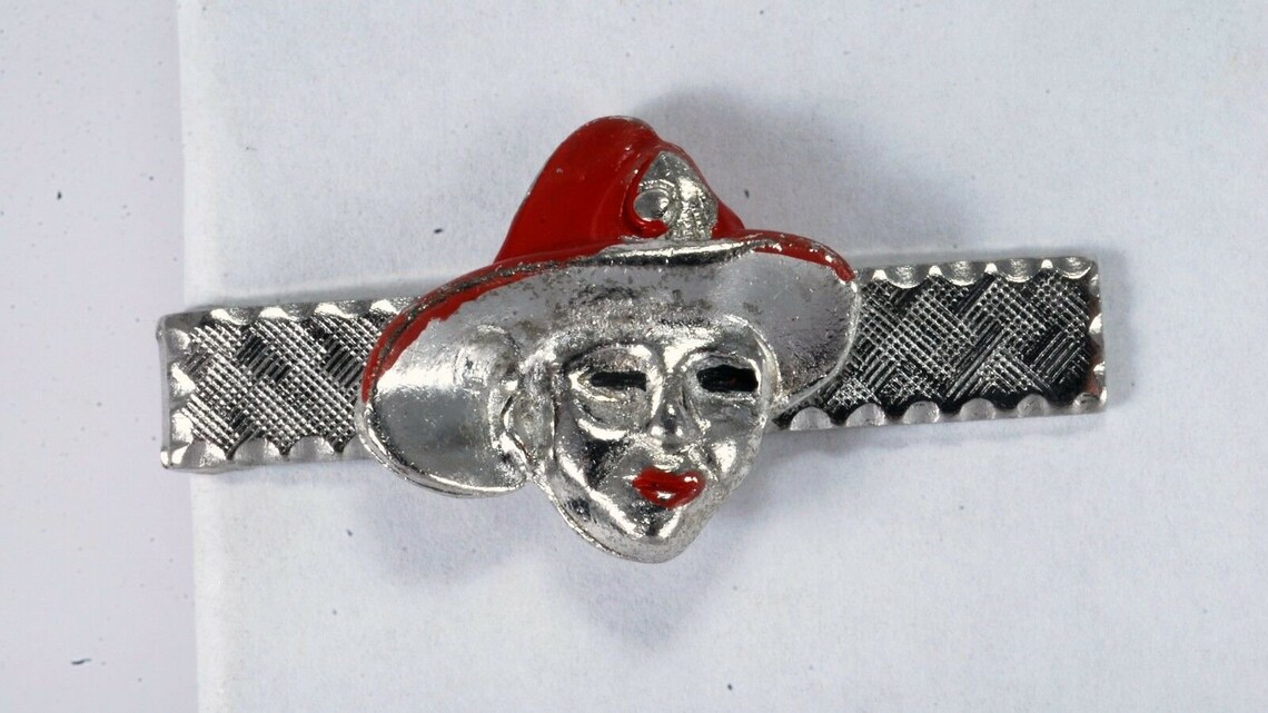 Vintage Fireman Fire Hat Fire Man Silver Tone & Red Enamel | Etsy