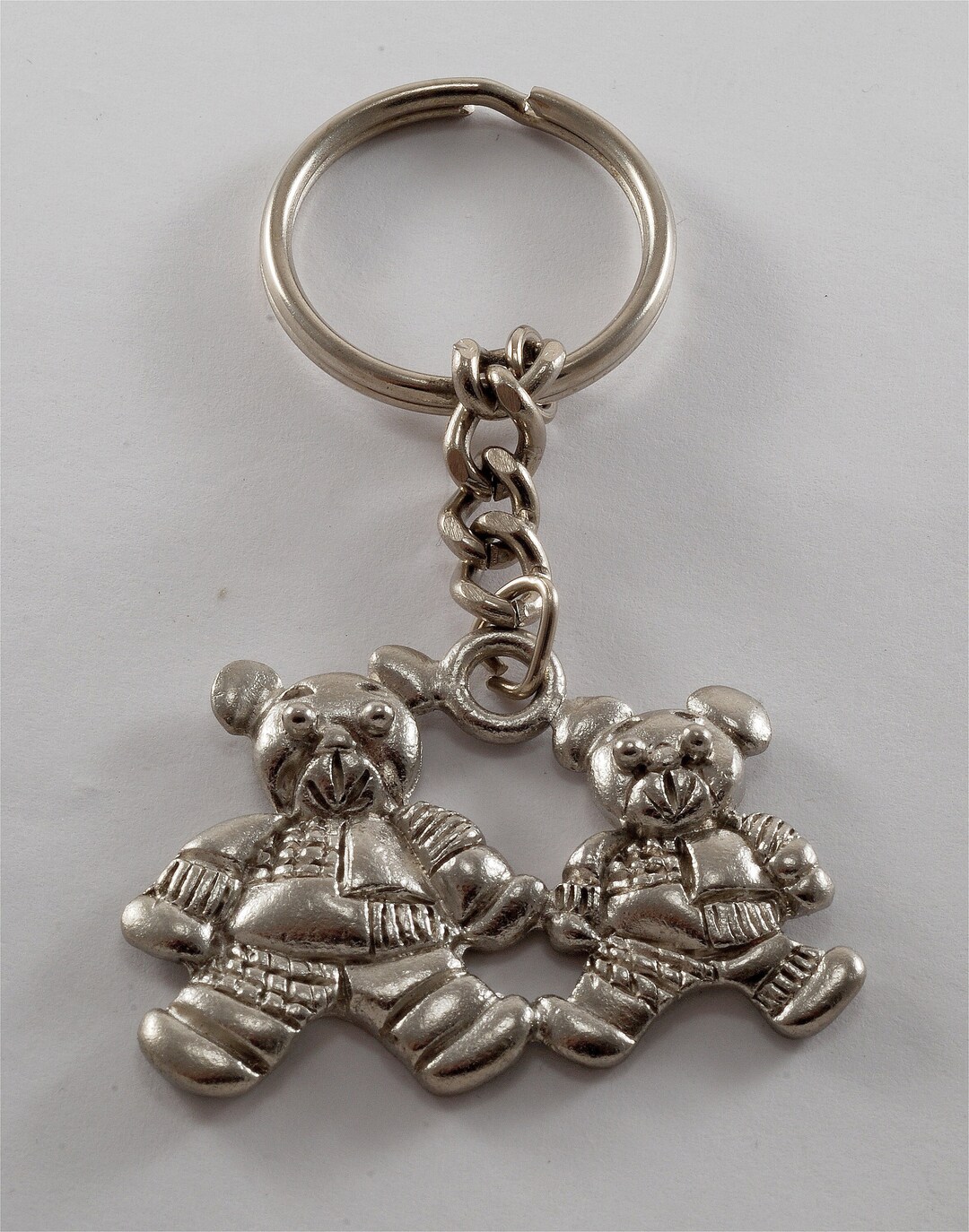 Vintage Bear Couple 2 Bears Key Chain Silver Tone Metal Key Fob ...