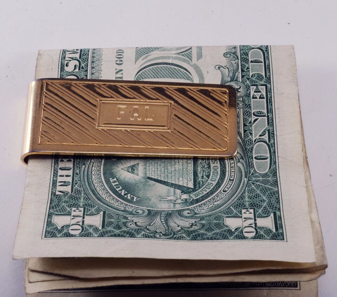 Vintage Money Clip Gold Plated Brass Monogram Moneyclip Initials "fal ...