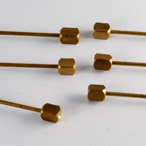 6 Solid Brass Recessed Ends for Gems Collar Bar Lot of 6 New Old Stock ...