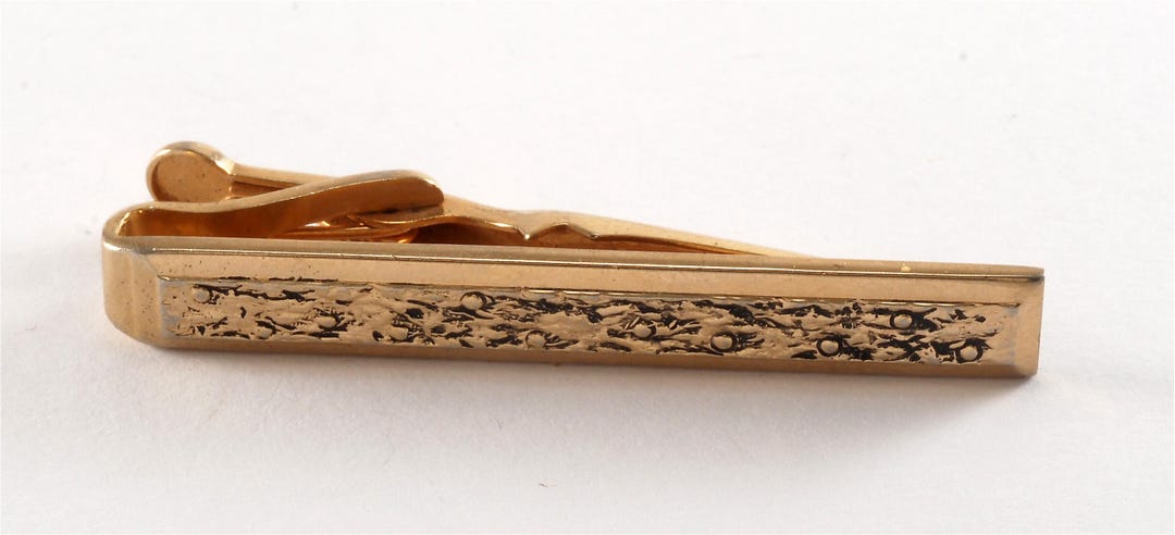 Vintage Swank Tie Clip Gold Plated Brass Pebble Texture Design Tieclip ...