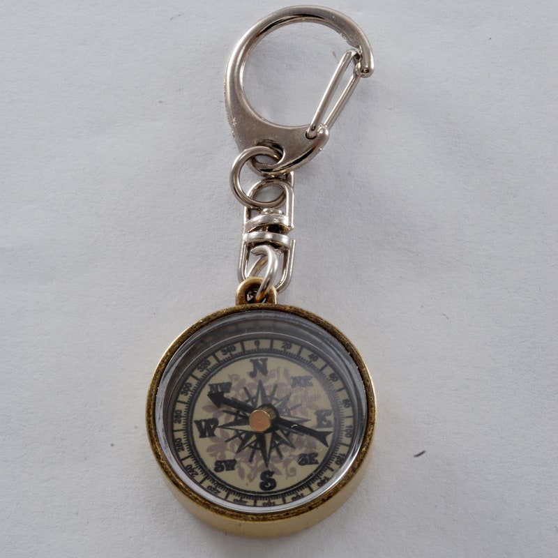 Engraved Compass Keychain - Etsy