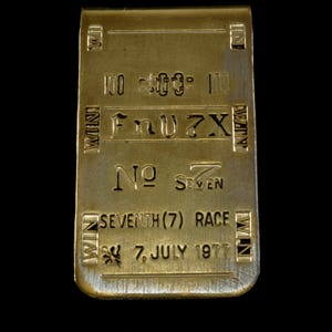 Vintage Money Clip NO.7 Seventh Race "fnv7x" July 7 1977 Gold Tone W ...