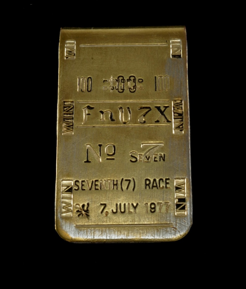 Vintage Money Clip NO.7 Seventh Race "fnv7x" July 7 1977 Gold Tone W ...