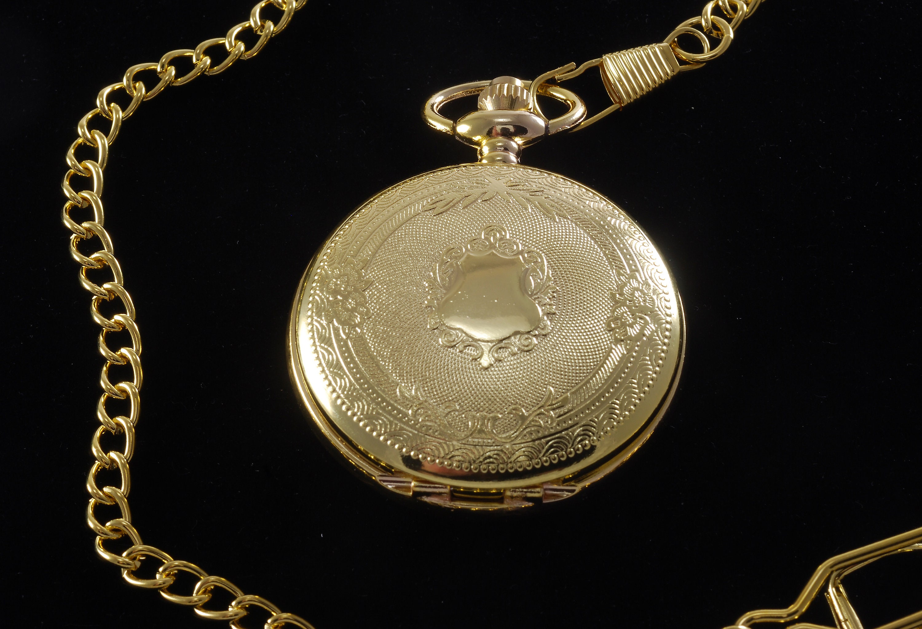 Pocket Watch With Chain Gold Plated Brass Traditional Style New Old ...