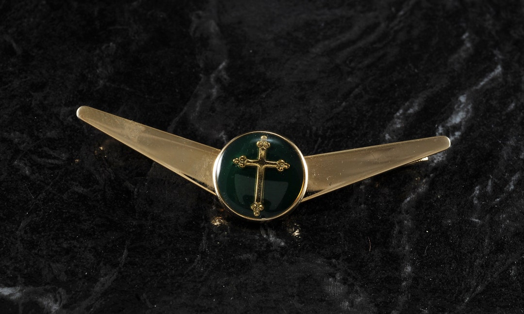 Vintage Religious Cross Collar Bar Collar Stay Gold Plated Brass New ...