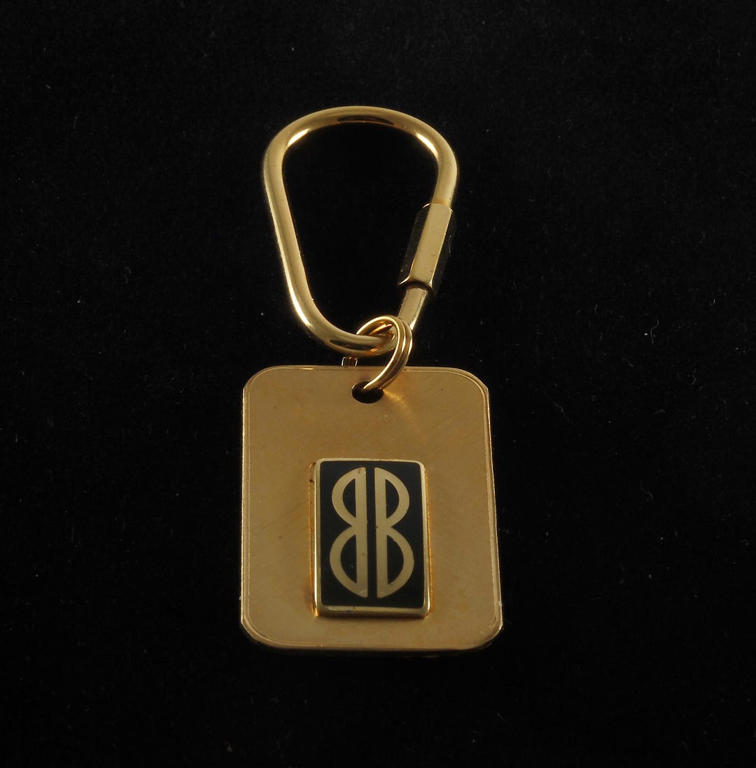 Vintage Key Chain Hayward Gold Plated Brass & Black Enamel Keychain ...