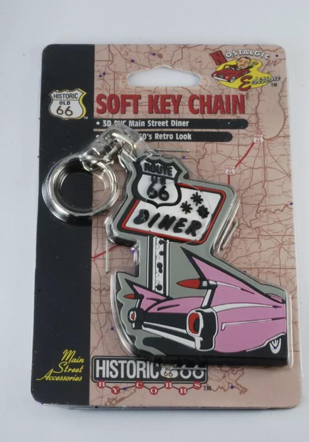 Route 66 Nostalgic Editions 3D Pvc Main Street Diner Pink Cadillac Soft ...