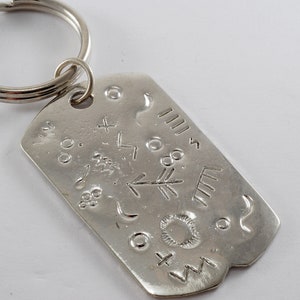Vintage SYMBOLS Hieroglyphics Design Key Chain Silver Plated Brass ...