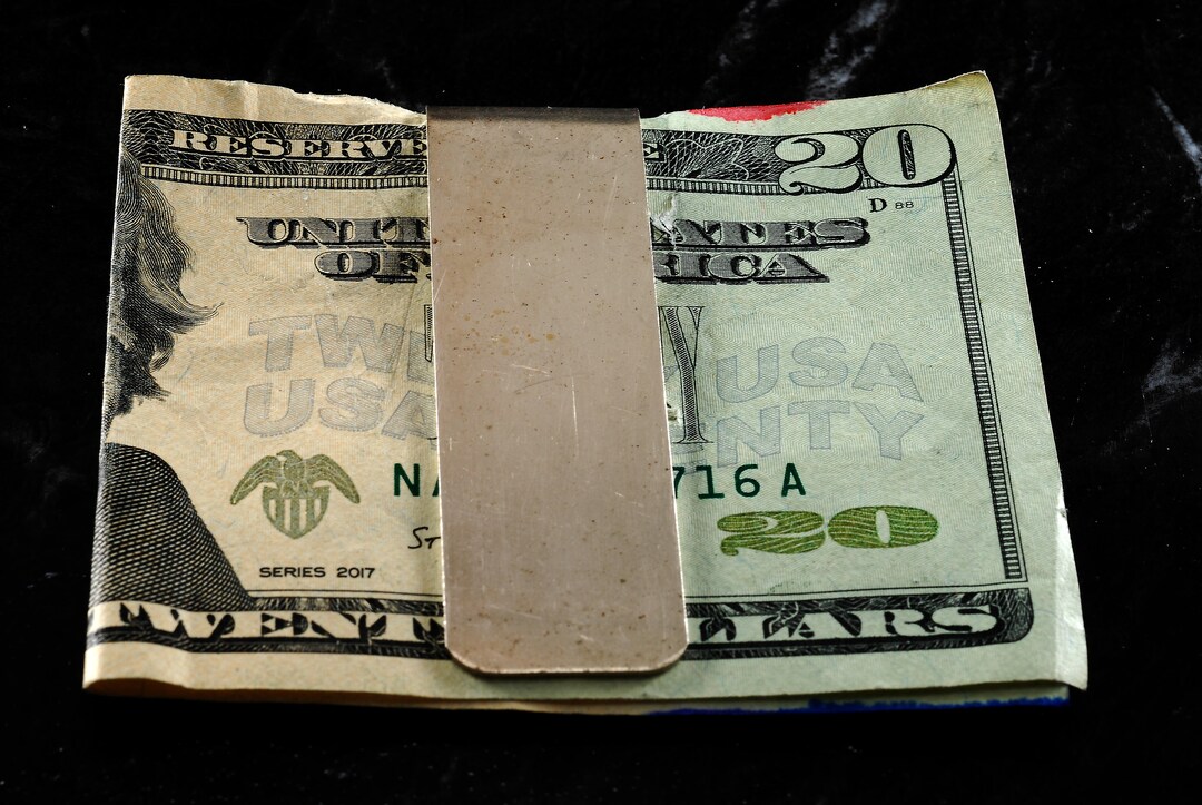 Vintage Long Money Clip Silver Plated Brass Flat Plain Design Money ...