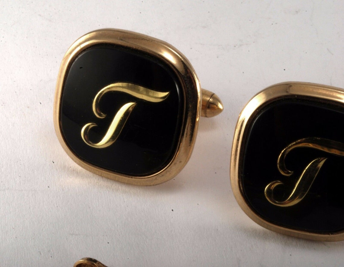 Vintage Swank Gold Plated Brass & Embedded Enamel Letter - Etsy