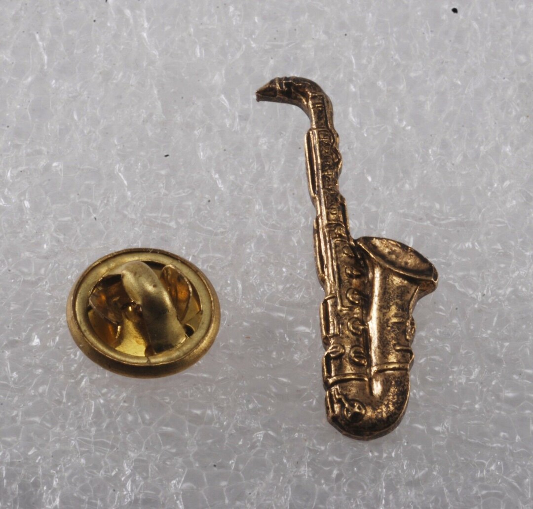 Buy Vintage Saxophone Sax Pin Tie Tack Gold Plated Brass Jazz Music NOS ...