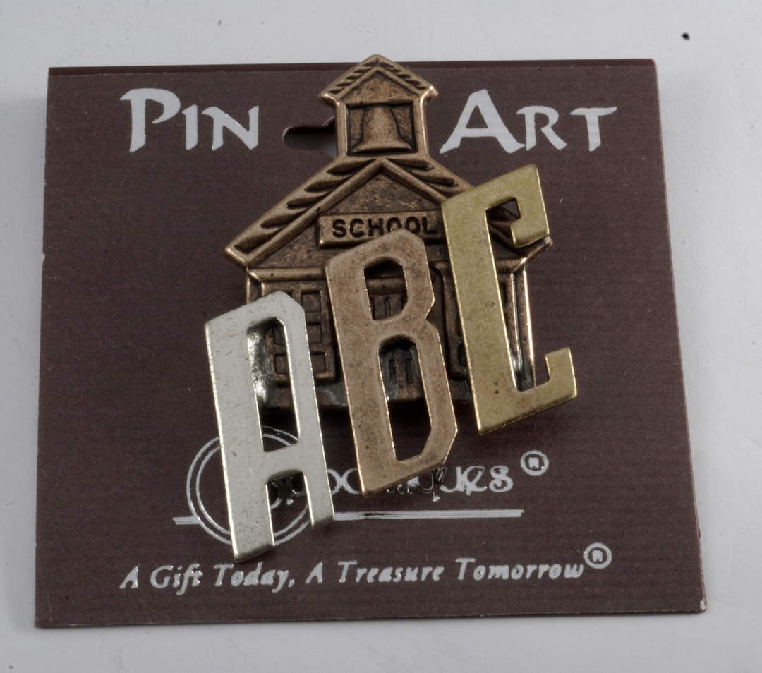 Pin Art Teacher "abc" School House Pin Made by Spoontiques New on Card ...