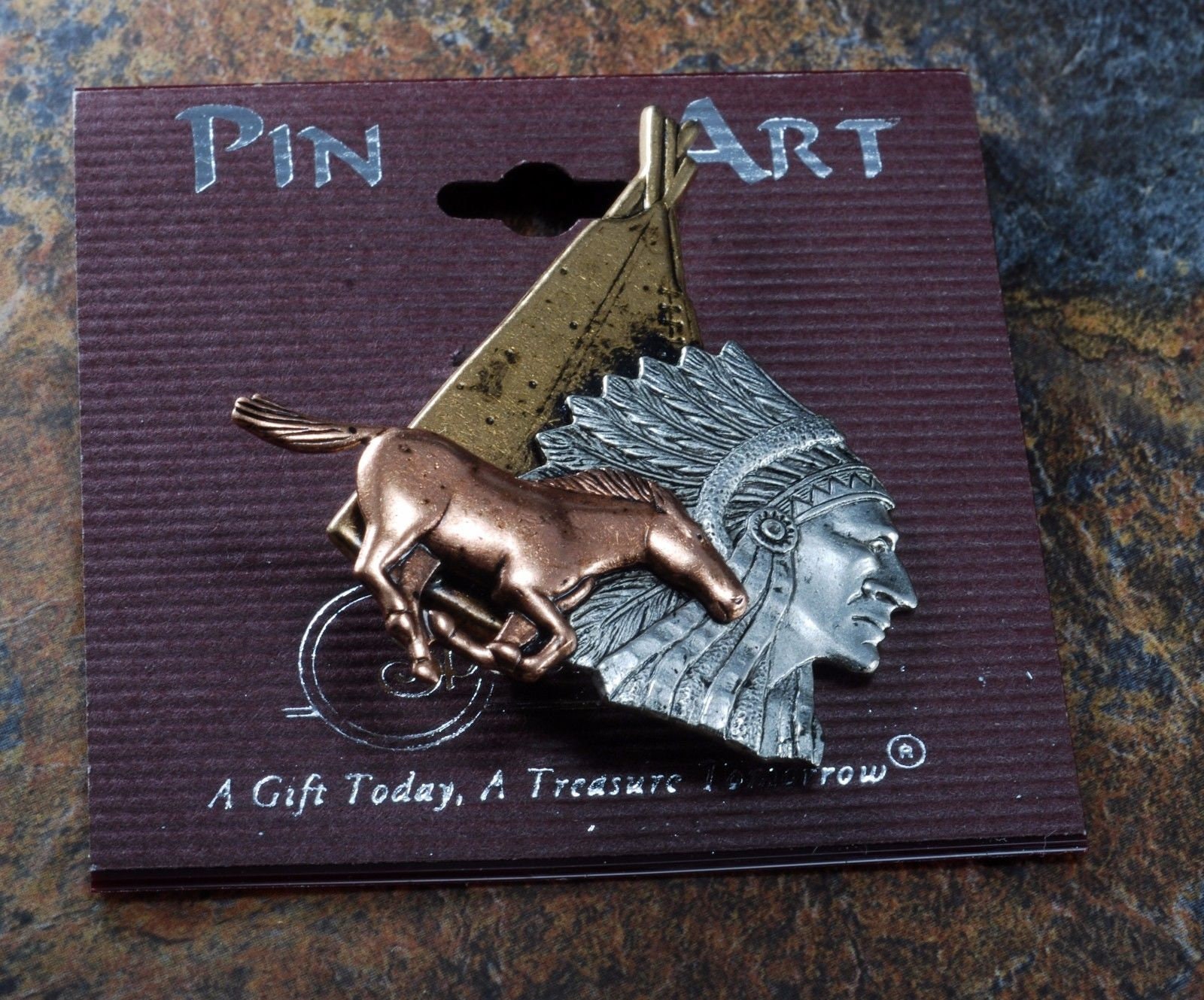 Pin Art Native American Indian Pin Made in USA by Spoontiques - Etsy