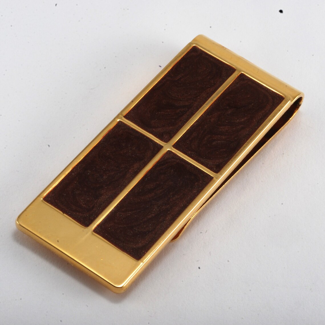 Vintage Collectible Gold Plated Brass and Brown Enamel 4 | Etsy