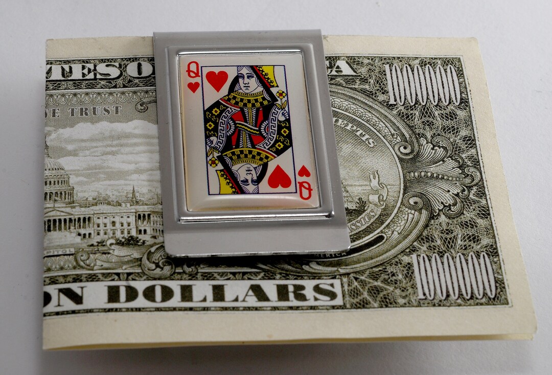 Vintage Queen of Hearts Double Money Clip Silver Plated Brass & Poured ...