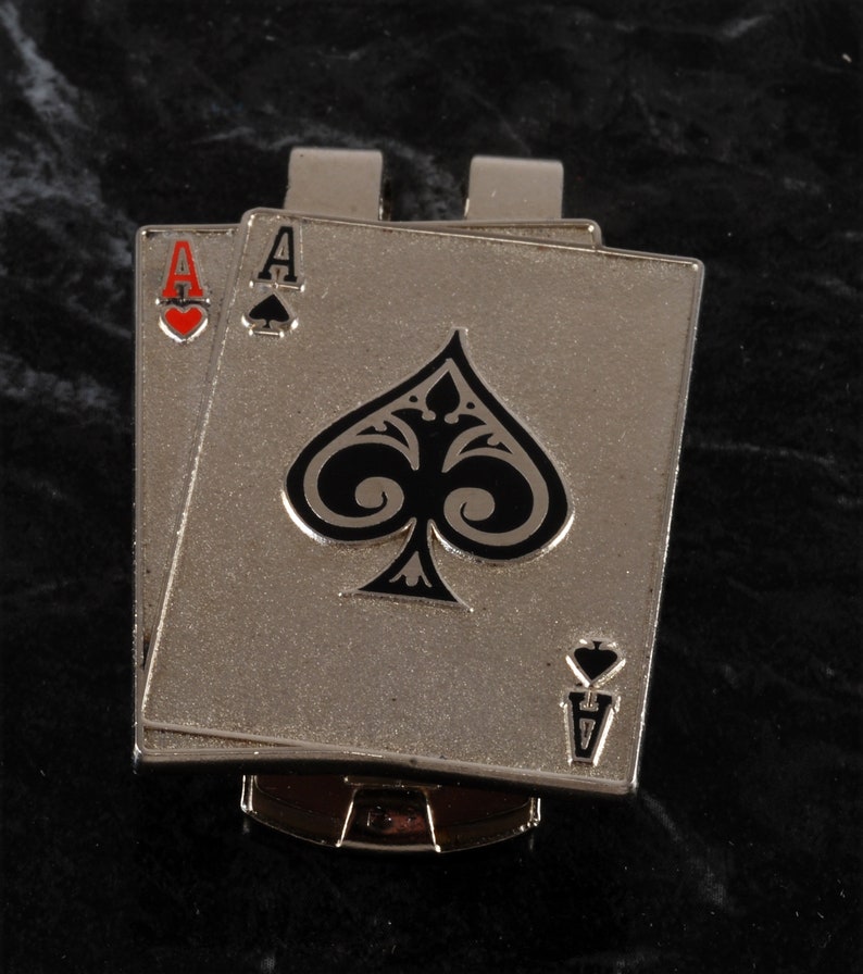 Vintage Ace of Spades Hearts Money Clip Silver Plated Brass & - Etsy