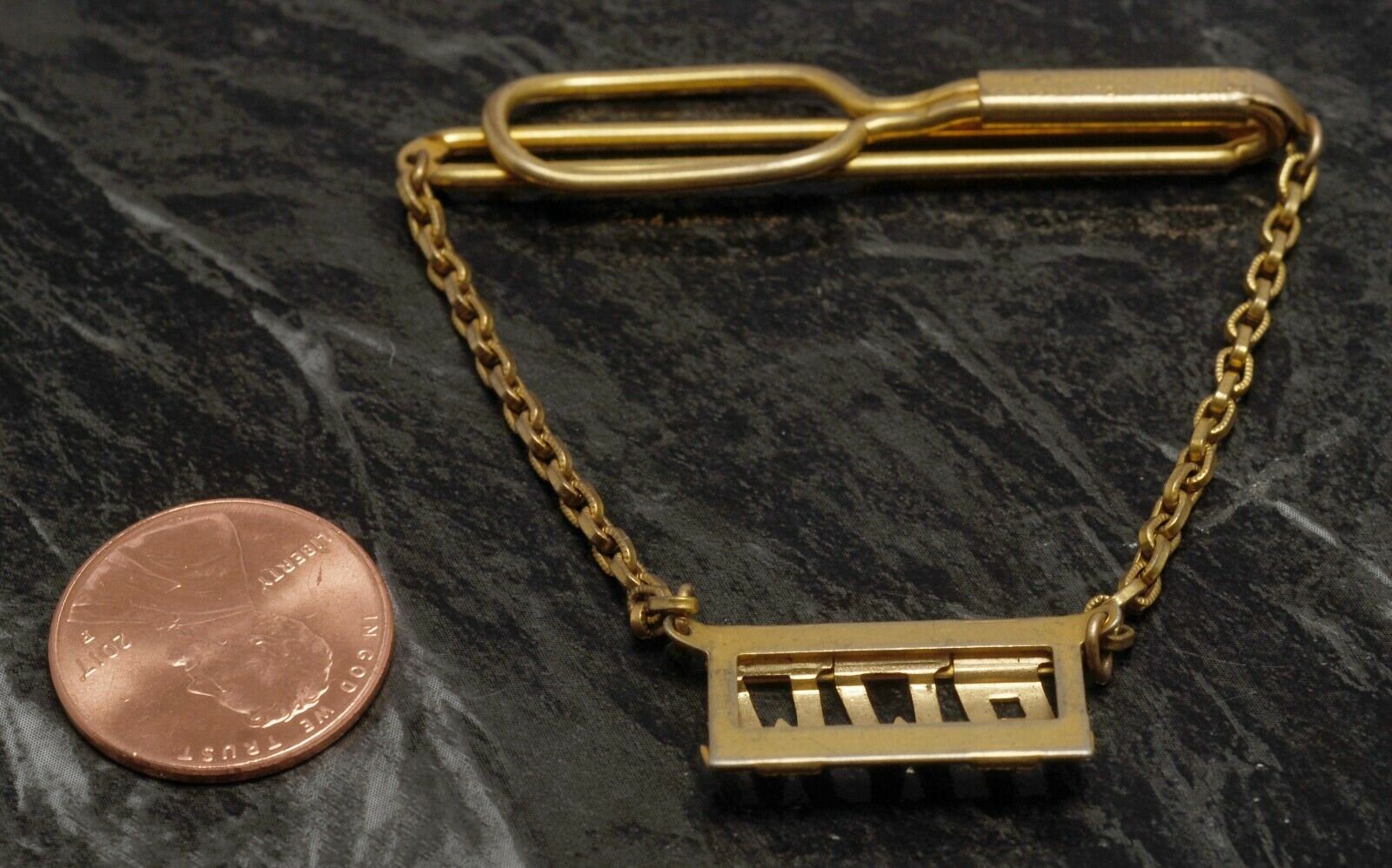 Vintage Swank Tie Clip Initials aww on Chain Gold - Etsy