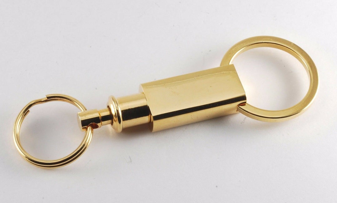 Vintage Key Chain Release & Pull-apart Double Ring Gold Plated Men's ...