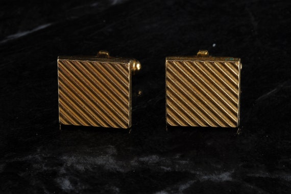Vintage ANSON Diagonal Design Cuff Links Men's Cuffl… - Gem